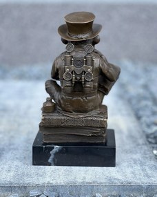Bronzová socha soška - Opice s knihou Steampunk