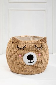 Dětský koš na hračky z vodního hyacintu v přírodní barvě ø 49x40 cm Lidi Cat Face – Premier Housewares