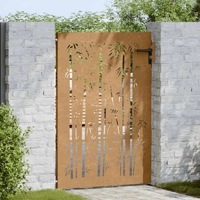 Zahradní branka 85 x 150 cm corten ocel bambusový design 153235
