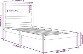vidaXL Rám postele masivní dřevo 75 x 190 cm Small Single [3104897] Barva: Přírodní