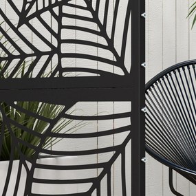 Dekorativní panel pro venkovní použití Outsunny s větrem rozkládající se listovou vzorem - 122 x 45 x 198 cm, černý