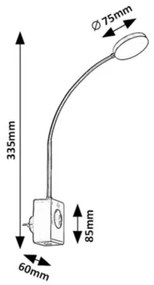 Rabalux 71284 - LED Stmív. nástěnná lampa TIVRO 4W/230V s USB do zásuvky černá