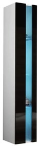 Vitrína Zigo New 180, Osvětlení: osvětlení LED RGB - barevné, Barva: šedá / šedá lesk