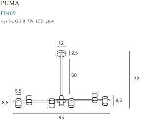 Maxlight Závěsné svítidlo Maxlight P0409 PUMA 6