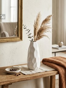 Sinsay - Keramická váza s reliéfním vzorem - bílá