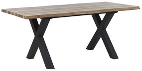 Rozkládací jídelní stůl 140/180 x 90 cm tmavé dřevo s černou BRONSON Beliani