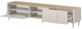 TV stolek Amilio 220 cm na nožkách - kašmírová / dub olejovaný / kašmírové úchytky