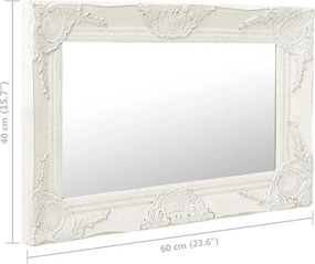 Nástěnné zrcadlo barokní styl 60 x 40 cm bílé 320328