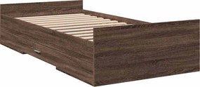 Rám postele se zásuvkami hnědý dub 75 x 190 cm kompozitní dřevo 3280355
