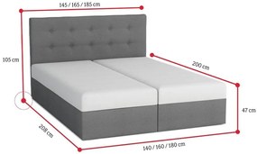 Čalouněná postel FADO 2 + rošt + matrace + topper, 160x200, Cosmic 160