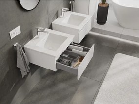 Mexen Rivel, koupelnová skříňka 50 cm s umyvadlem Otis, 1 zásuvka, drážkovaná, bílá matná, 91A20-05023-1-BF01-W18M01