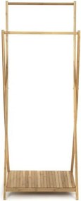 Bambusový věšák na oblečení Compactor Bamboo, dvojitý, hnědá
