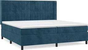 Box spring postel s matrací tmavě modrá 200x200 cm samet 3132823