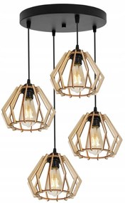 Závěsné svítidlo Timber, 4x dřevěné stínítko,
