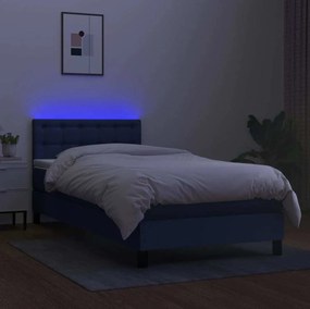 vidaXL Box spring postel s matrací a LED 80 x 200 cm textil [3133435] Barva: Modrá