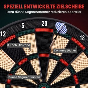 HOMCOM Elektronický šipkový terč, sada 6 šipek, 30 šipkových hlaviček, 26 her, 185 možností zásahů, pro 8 hráčů, vícebarevný
