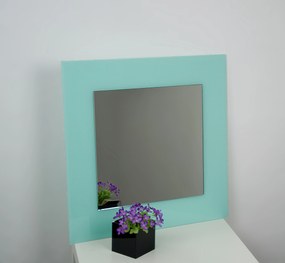 Amirro Zrcadlo na zeď do pokoje do ložnice předsíně na chodbu dekorativní s aplikacemi CUBE GREEN 60 x 60 cm s podkladem Lacobel v odstínu pastelová zelená 712-567