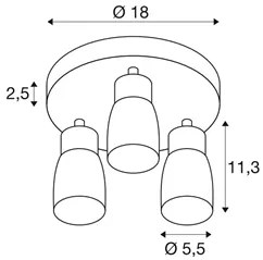 SLV 1008342 Puri 2.0 Dome, bílé stropní svítidlo 3xGU10 s kulatou základnou, průměr 18cm