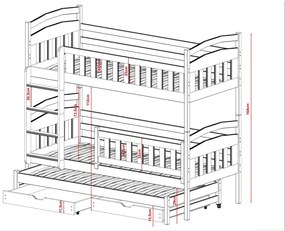 Legno Dětská patrová postel Bára bílá Rozměr (cm): 80x180