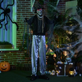 HOMCOM Halloween duch, Halloween dekorace, zvuková funkce, s pohybovým senzorem a LED světly, 101 cm x 64 cm x 178 cm