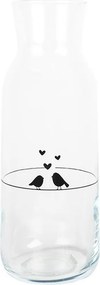 Skleněná karafa s ptáčky a srdíčky Love Birds - Ø 9*25 cm / 1000 ml