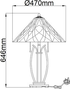 Secesní stolní lampa Elstead VICTORY 65 cm/2×E27