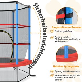 Costway Zahradní trampolína Ø 140 cm s ochrannou sítí trampolína pojme až 135 kg