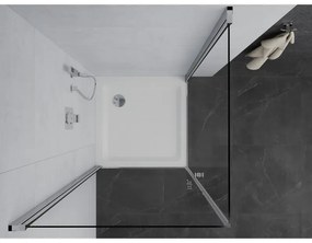 Mexen Pretoria Duo sprchový kout s otočnými dveřmi 70 x 70 cm, Průhledné, Chromovaná + sprchová vanička Flat - 852-070-070-01-02