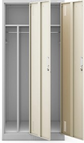 Zaměstnanecká skříňka čtyřkomorová šedá/dub sonoma, 800x1800x500 mm: KACPER Eco Design