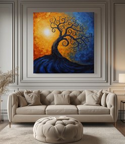 Obraz na plátně - Strom života Sluneční úklon FeelHappy.cz Velikost obrazu: 140 x 140 cm
