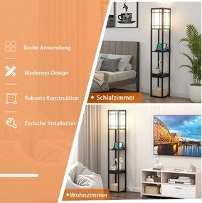 Costway Moderní regálová stojací lampa do obývacího pokoje a ložnice, černý