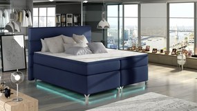 Kontinentální postel Boxspring MADEIRA modrá ekokůže 160x200cm