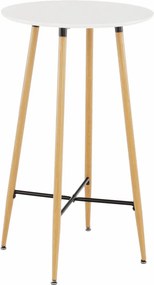 Barový stůl, bílá/dub, průměr 60 cm, IMAM