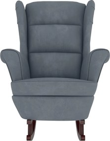 vidaXL Houpací křeslo s dřevěnými nohami a stoličkou samet [3121238] Barva: Tmavě šedá