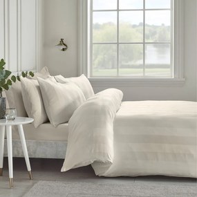 Krémové saténové povlečení na dvoulůžko 200x200 cm So Soft Satin Stripe – Catherine Lansfield