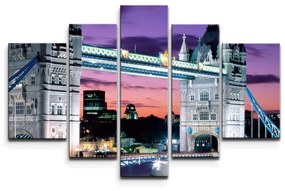 Sablio Obraz - 5-dílný Tower Bridge - 125x90 cm