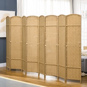 HOMCOM 8-dílný dělič prostoru, skládací ochrana proti pohledu, zástěna do obývacího pokoje, ložnice, domácí kancelář, přírodní