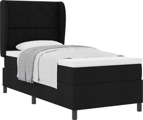 Postel s boxspringem s čelo Černá 100 x 200 cm textil 3340615