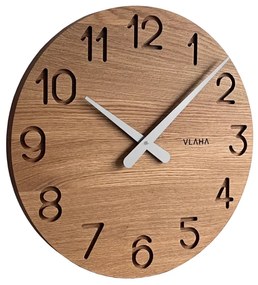 VLAHA Ručně vyrobné velké dřevěné hodiny OAK vyrobené v Čechách ⌀45cm VCT1131