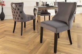 Designová židle Queen Lví hlava šedý samet