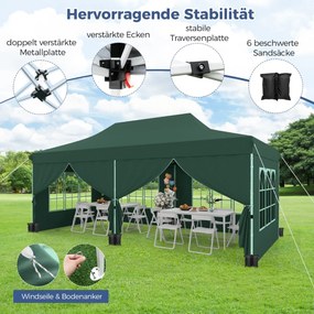 Costway Pavilon skládací altán s 6 odnímatelnými bočními stěnami, výškově