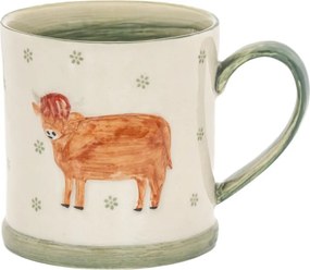 Zelený/béžový hrnek z kameniny 225 ml Cow – Sass &amp; Belle