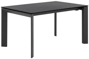 OnaDnes -20% Tmavě šedý keramický rozkládací jídelní stůl Somcasa Lisa 140/200 x 90 cm s černou podnoží