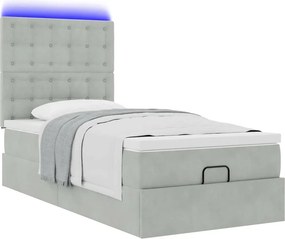 Osmanský rám postele s matracemi světle šedá 90x200cm samet 3314438