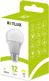 RETLUX RLL 606 A60 E27 bulb 12W / 1620 lm / 3000K - teplá bílá / D