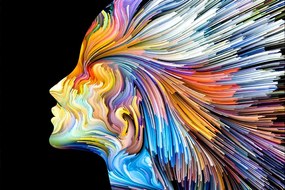 Samolepící tapeta barevný profil ženského obličeje - 225x150 cm