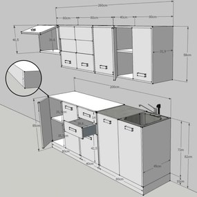 Kondela Kuchyňská linka, dub sonoma / bílá, PROMO