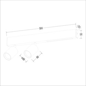 Stropní svítidlo Magnet, 2x bílé kovové stínítko + 1x LED 5W, w