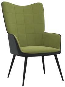 Petromila Relaxační křeslo se stoličkou světle zelené samet a PVC