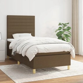 Box Spring Postel S Matrací Textil Tmavě Hnědá vodorovné pruhy 80 x 200 c